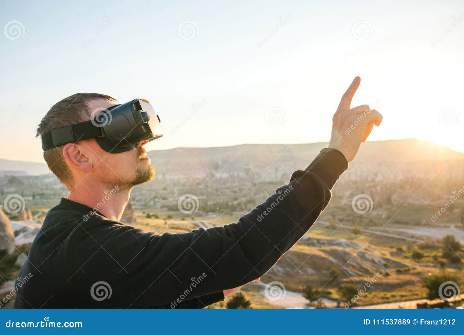 The Man with Glasses of Virtual Reality. Future Technology Concept ...