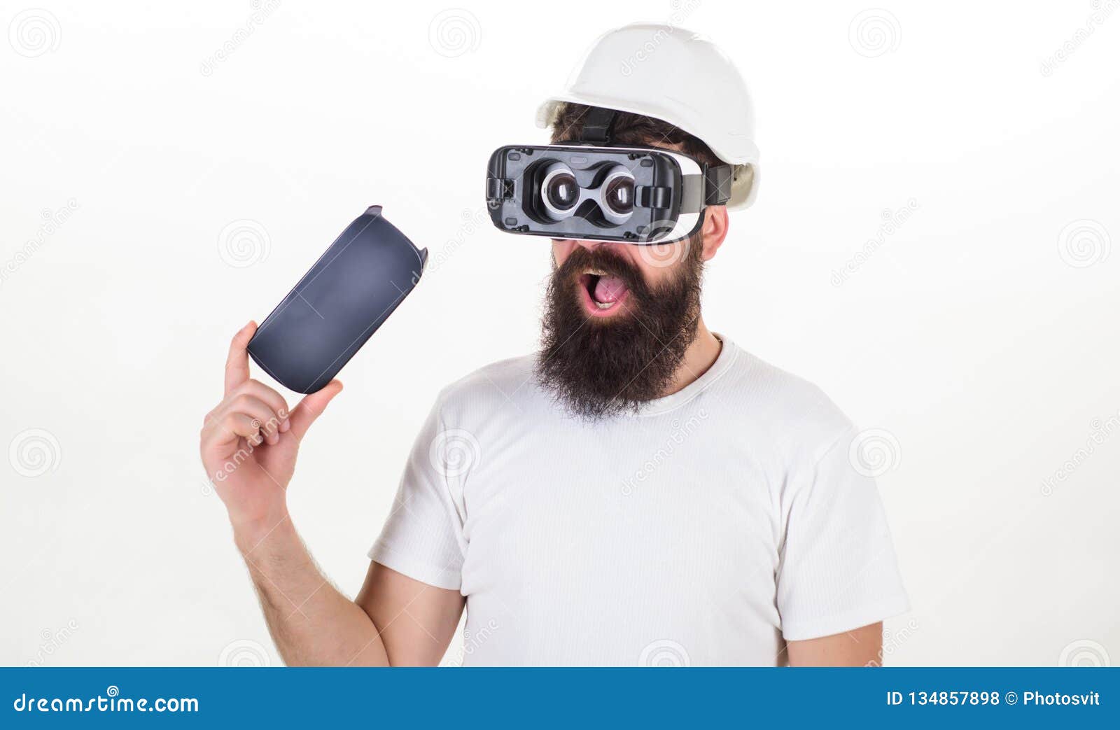 The Man with Glasses of Virtual Reality. Portrait of an Amazed Guy ...