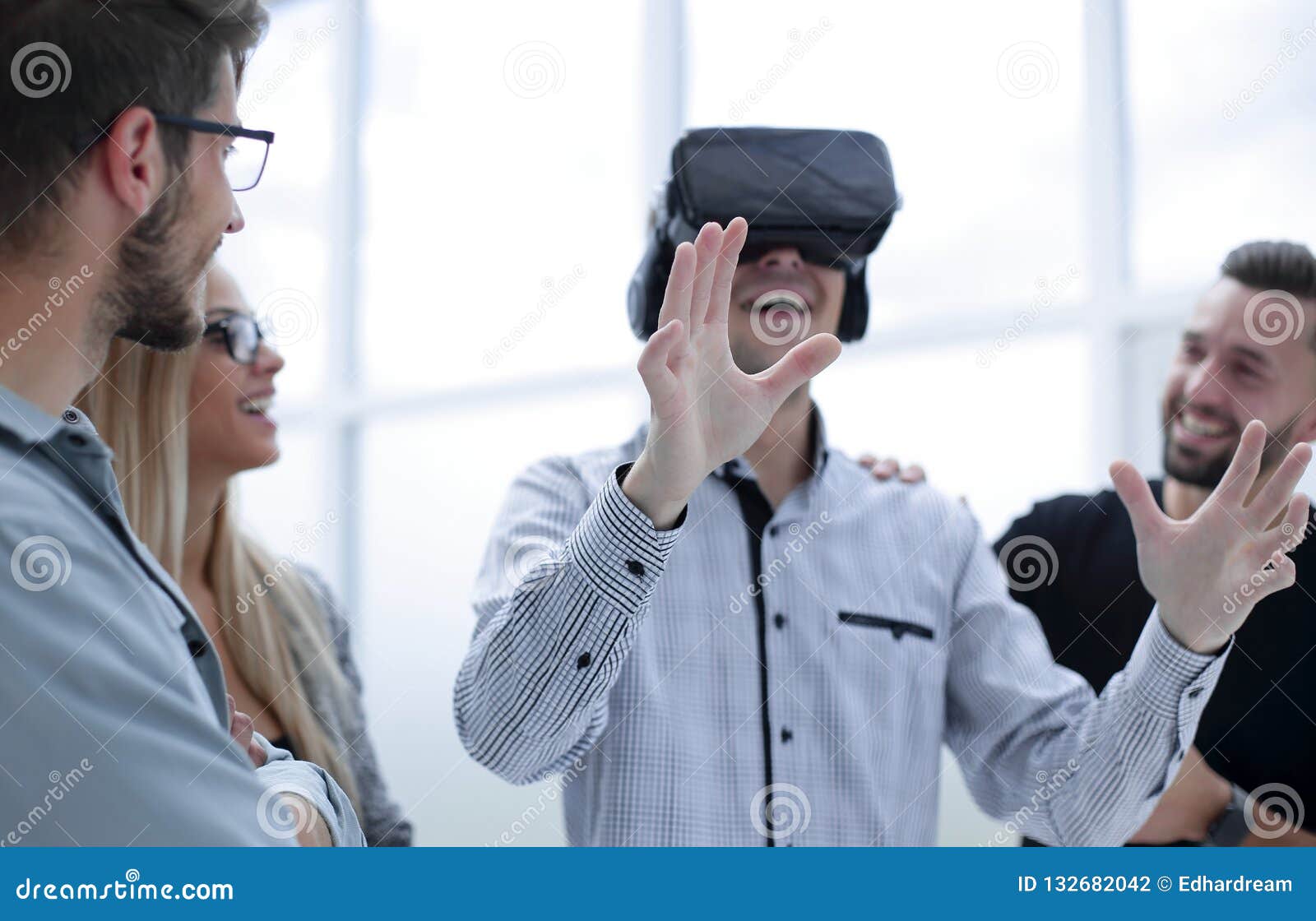 Man in Glasses VR at the Office Stock Photo - Image of business, device ...