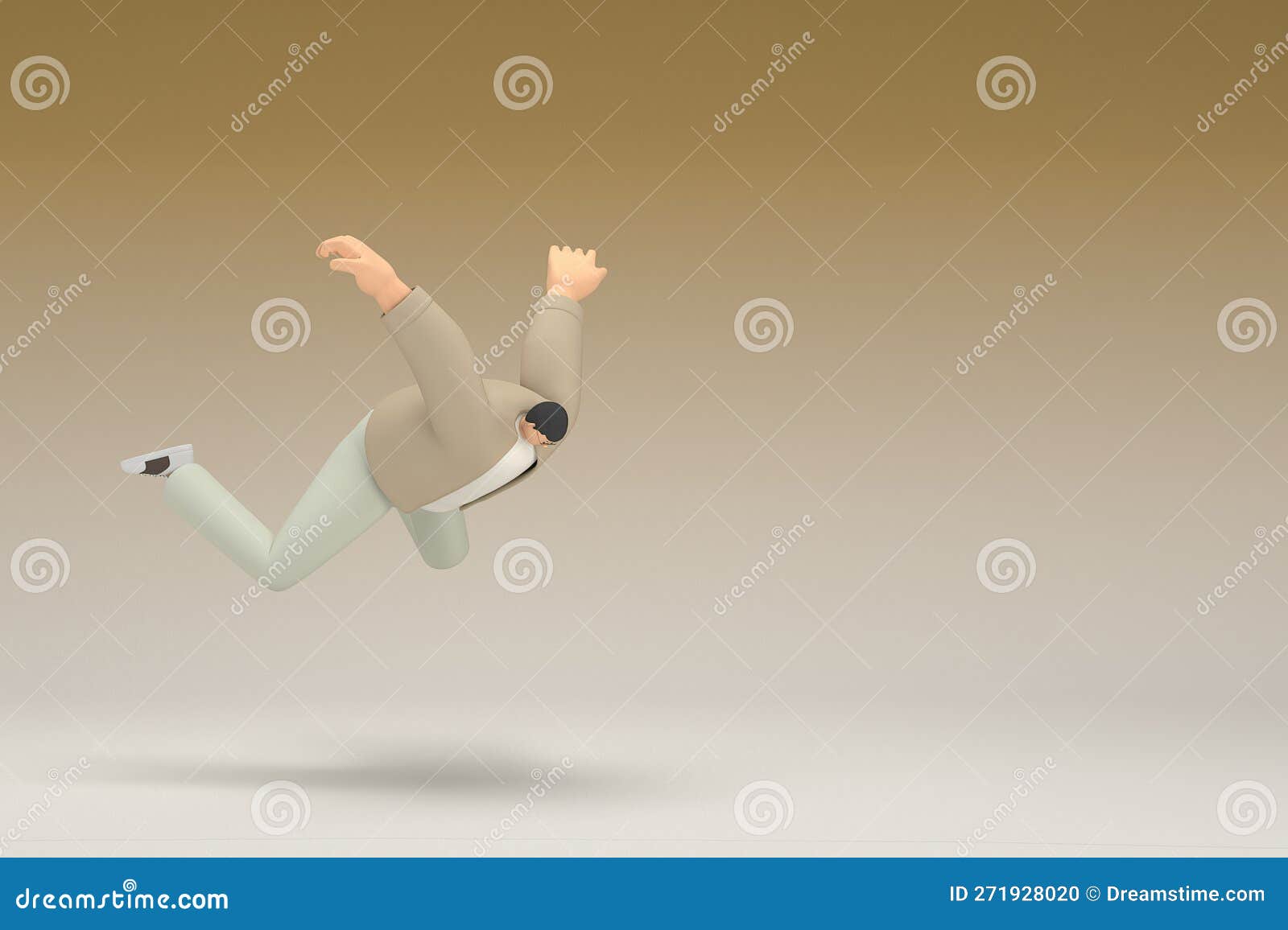 A Man with Glasses Wearing Brown Cloth. he is Falling Down Stock ...