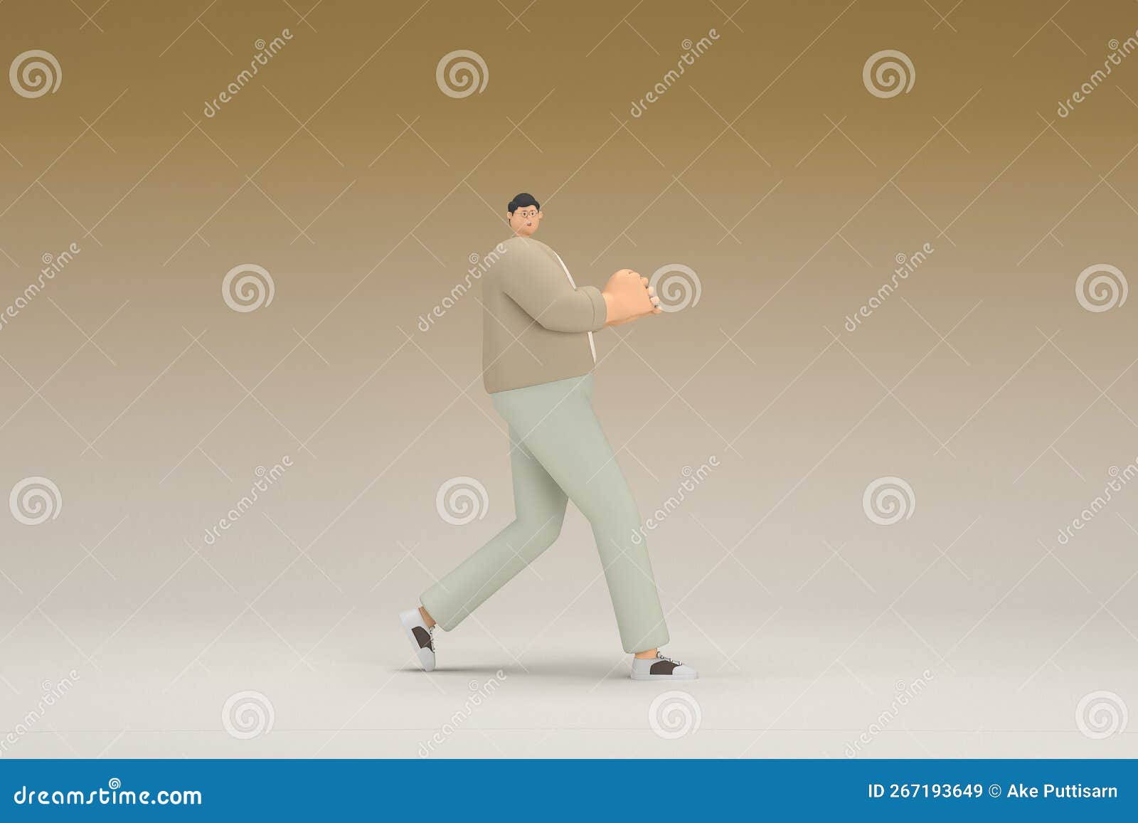 A Man with Glasses Wearing Brown Cloth. he is Pulling or Pushing ...
