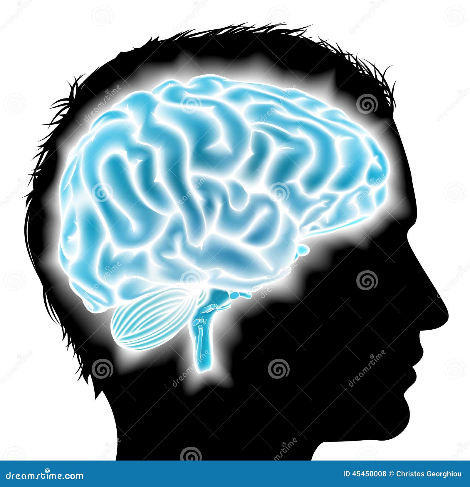 Man glowing brain concept stock vector. Illustration of lerning - 45450008