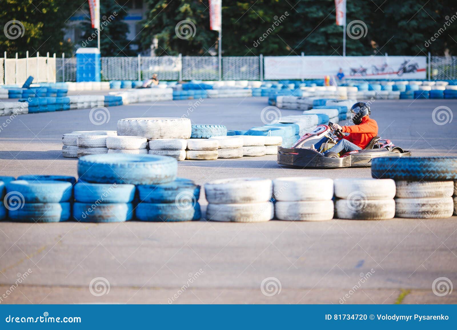 Man go carting on speedway stock photo. Image of poster - 81734720