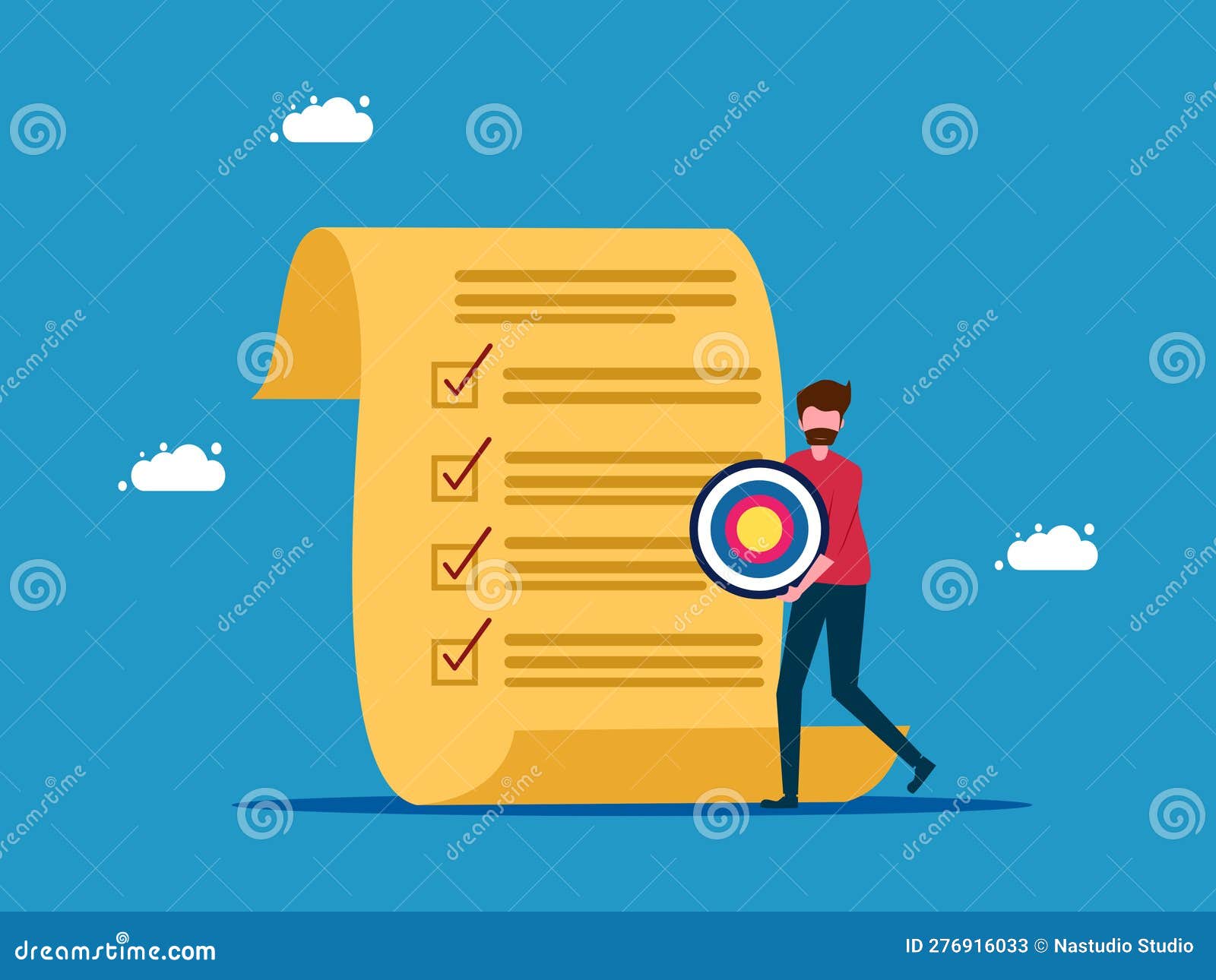Man with Goals and Checklist. Goal Setting Stock Vector - Illustration ...