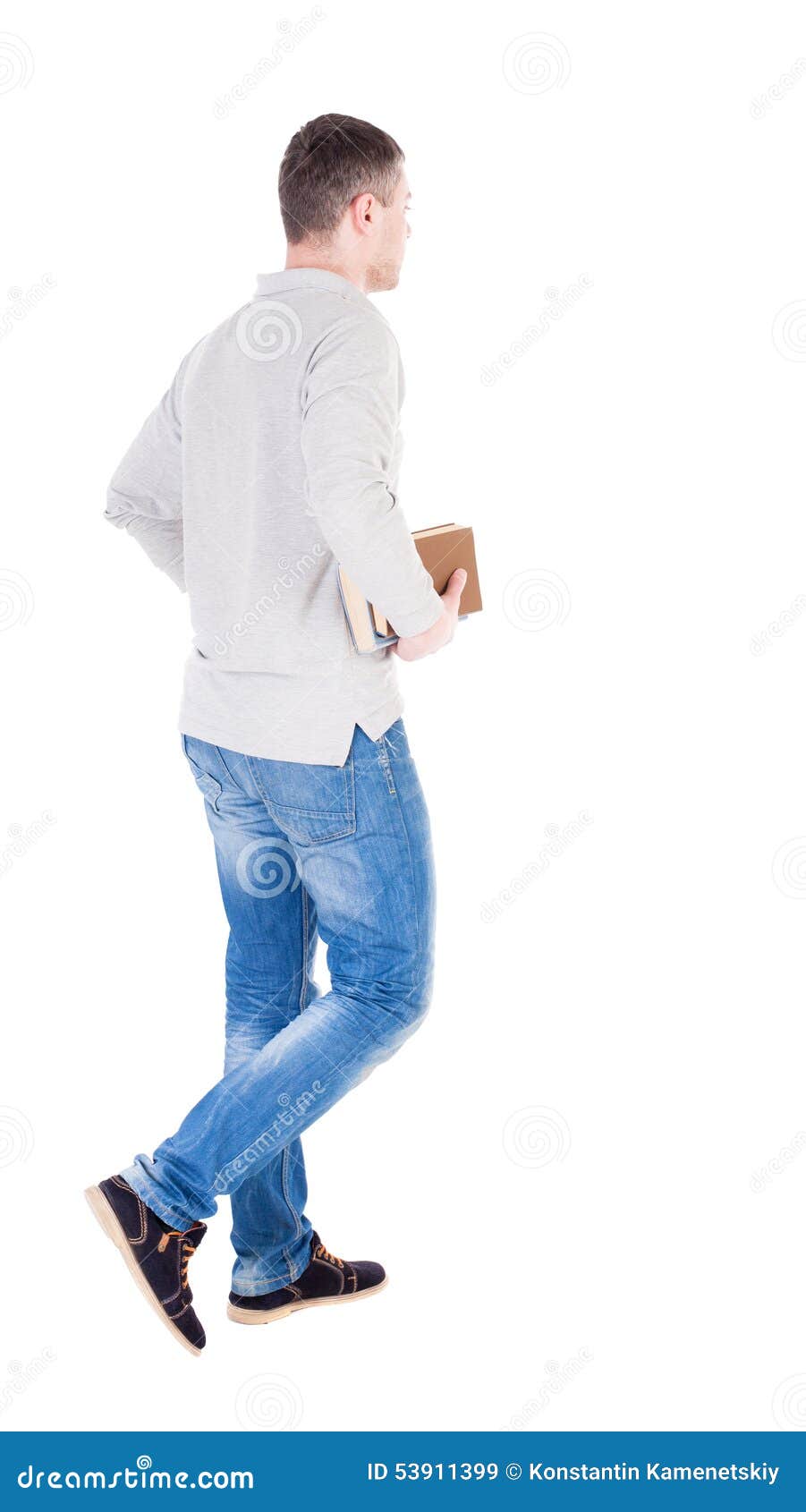 Man Goes and Has a Stack of Books. Stock Image - Image of looking, book ...