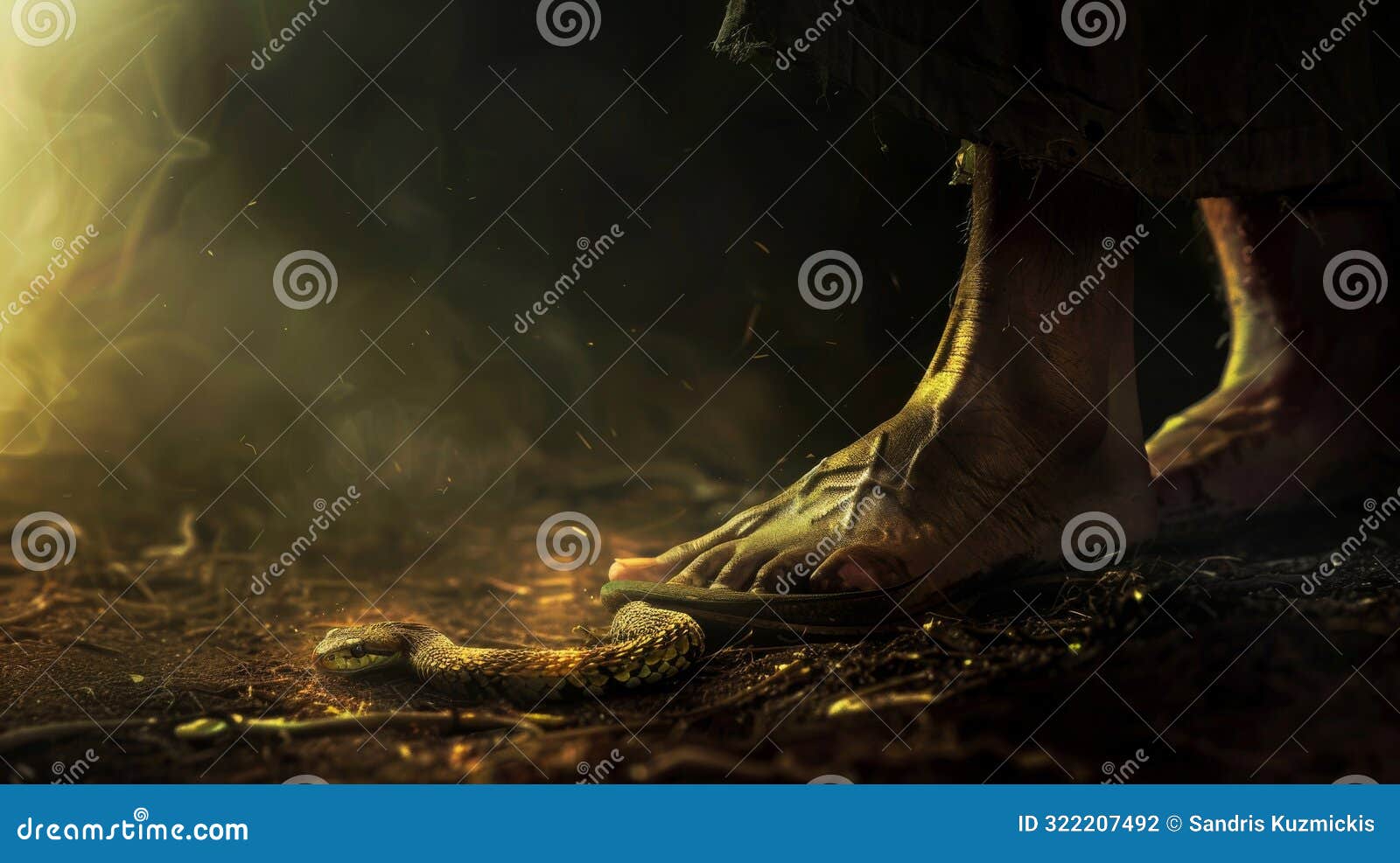 Man Goes Over the Snake. Generative AI. Stock Illustration ...