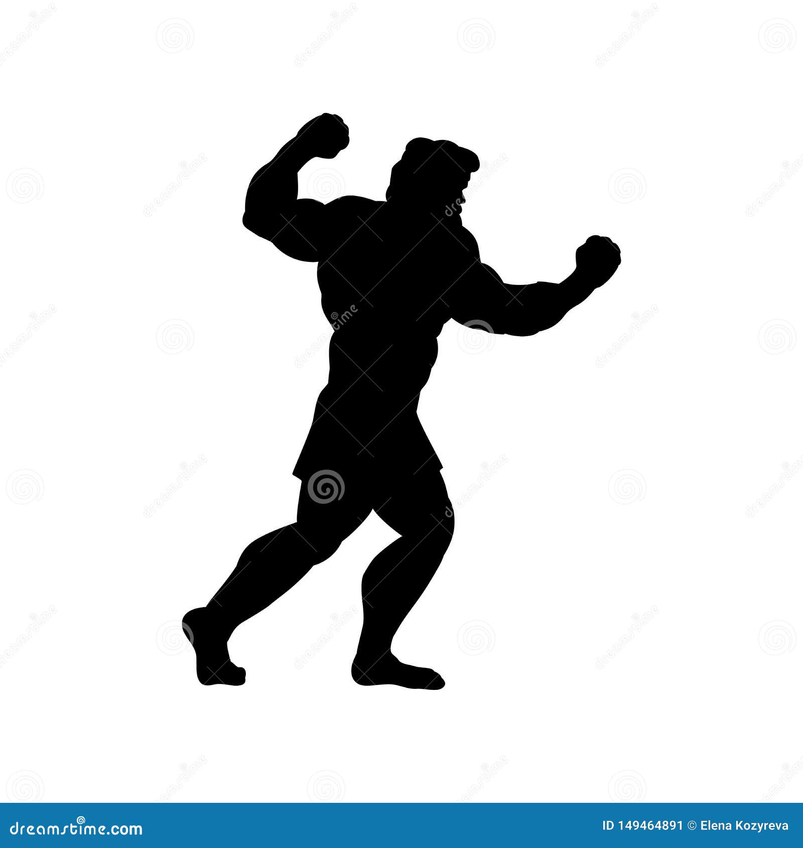 Hercules In Boxer Fighting Stance Drawing Color Cartoon Vector ...