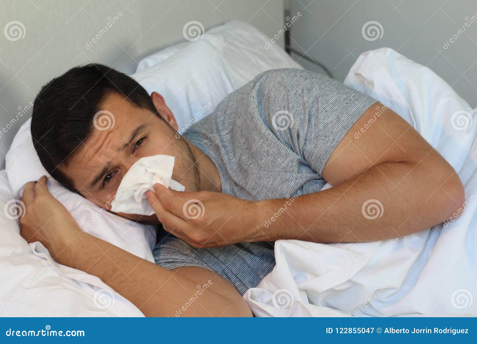 Man Going through the Flu in Bed Stock Image - Image of health, duvet ...