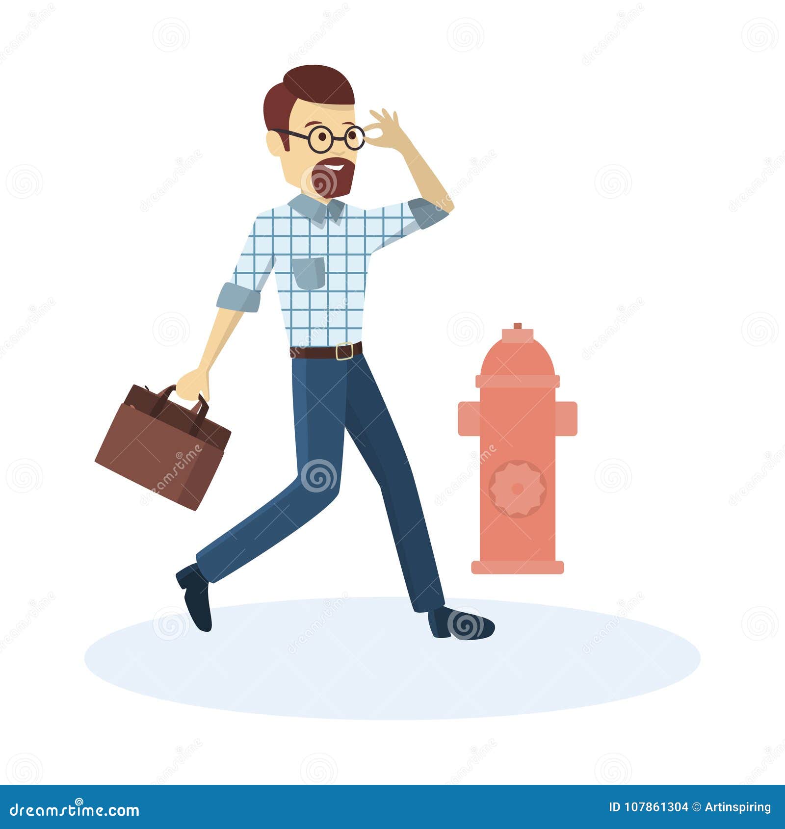 Man going for work. stock vector. Illustration of career - 107861304