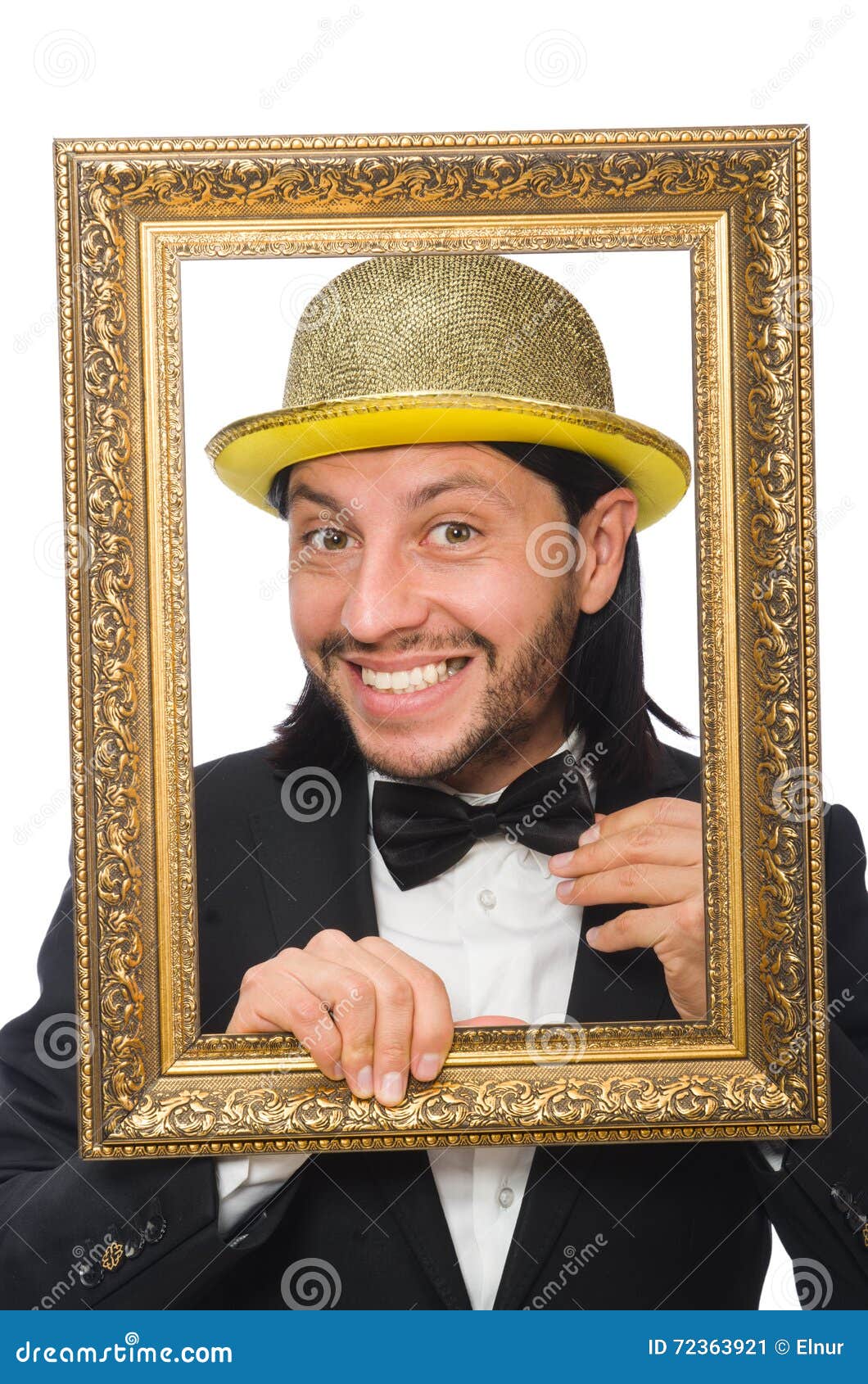 The Man with Golden Hat Isolated on White Stock Image - Image of ...