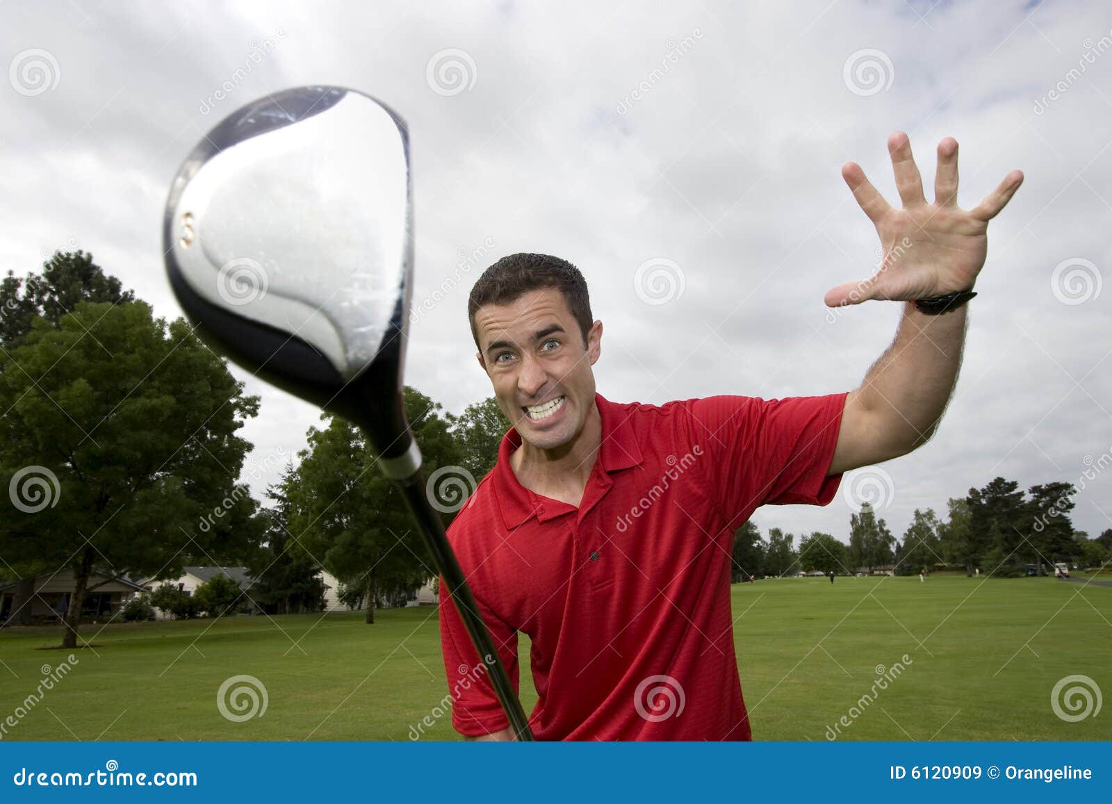 Man with Golf Club - Horizontal Stock Image - Image of laughter ...