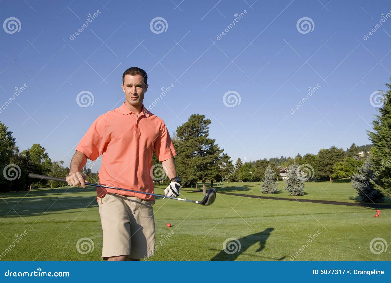 Man on Golf Course - Horizontally Stock Image - Image of green, adult ...
