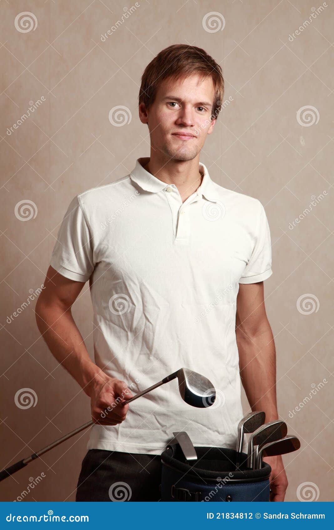 Man with golf set stock photo. Image of game, studio - 21834812