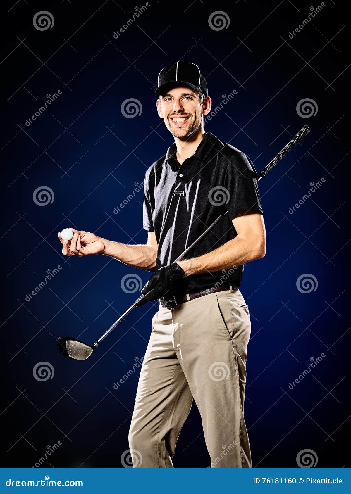 Man Golfer Golfing Isolated Stock Photo - Image of studio, people: 76181160