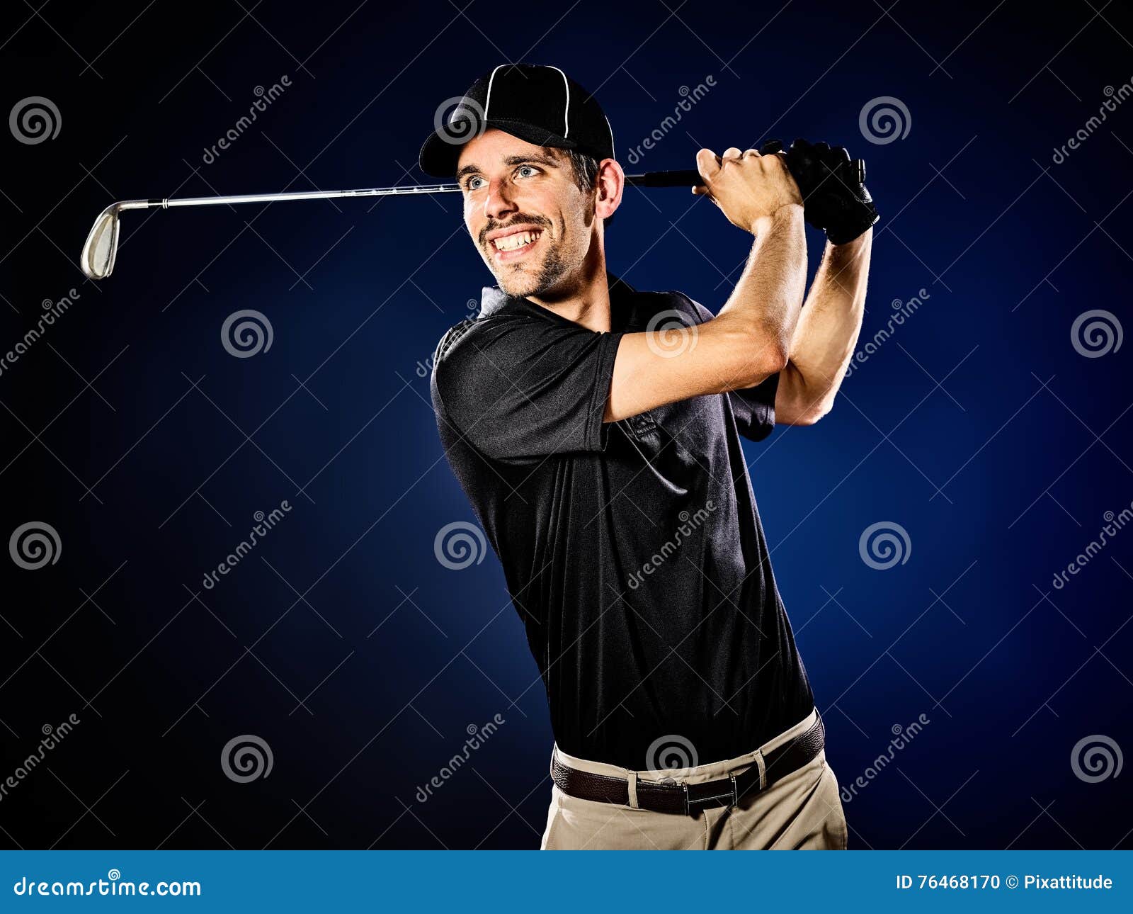Man Golfer Golfing Isolated Stock Photo - Image of golfing, golf: 76468170