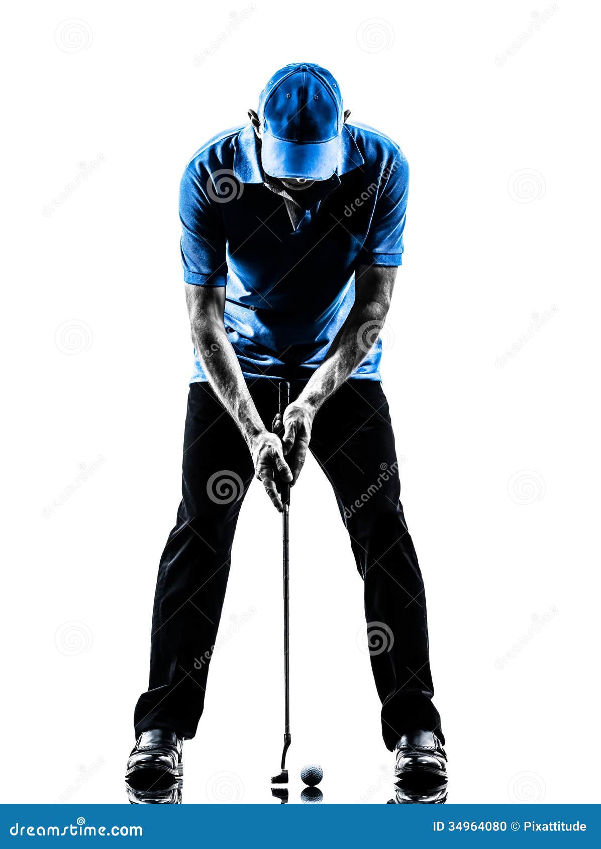 Man Golfer Golfing Putting Silhouette Stock Photo - Image of white ...