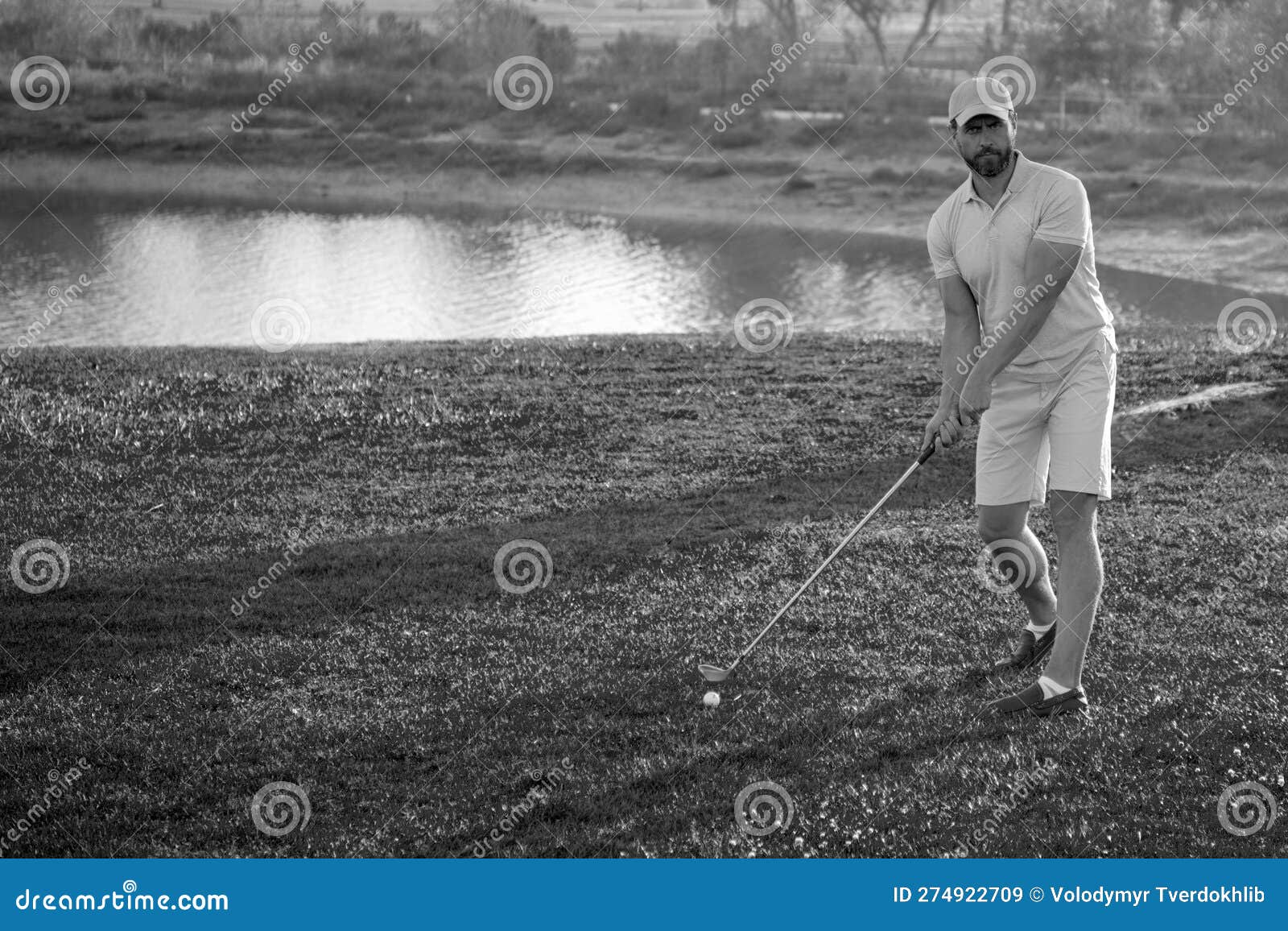 Man Golfer Playing Golf on a Golf Course. Stock Image - Image of play ...