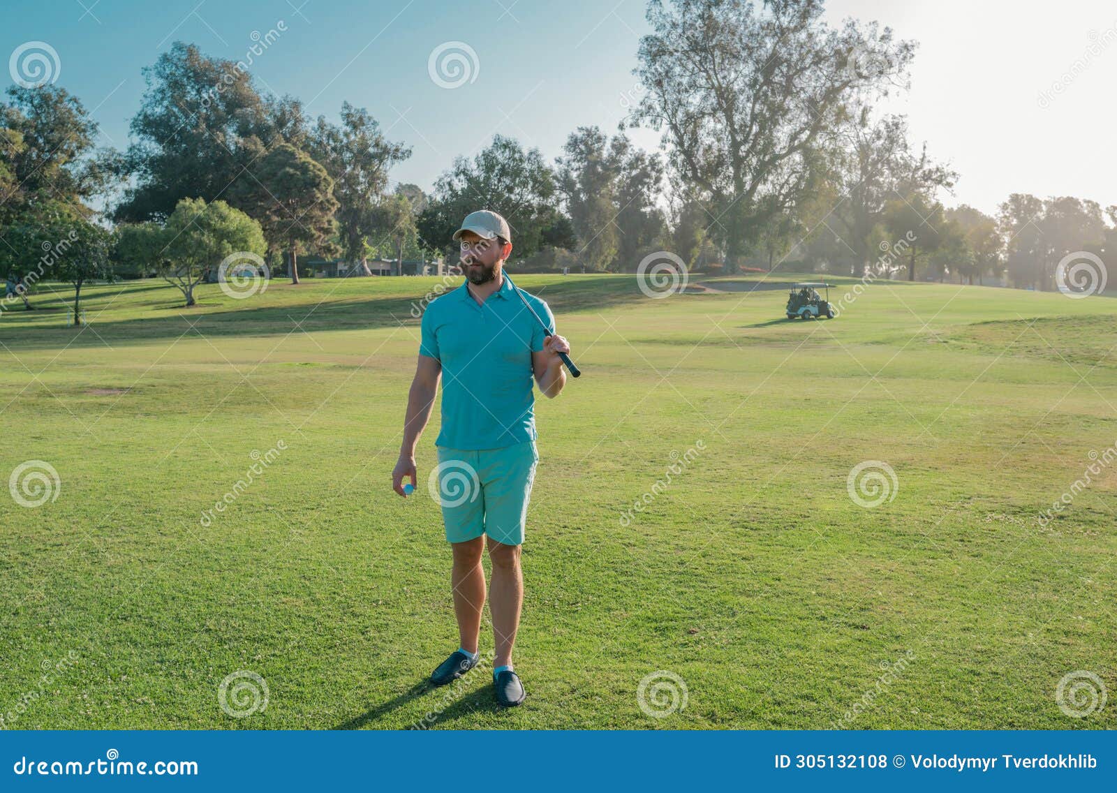 Man Golfer Playing Golf on a Golf Course. Stock Photo - Image of game ...