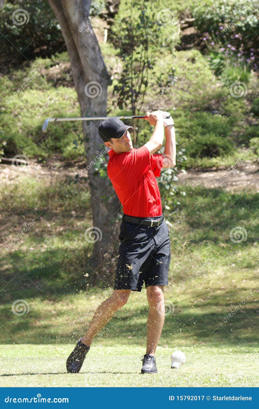 Man Golfing stock image. Image of green, shorts, black - 15792017