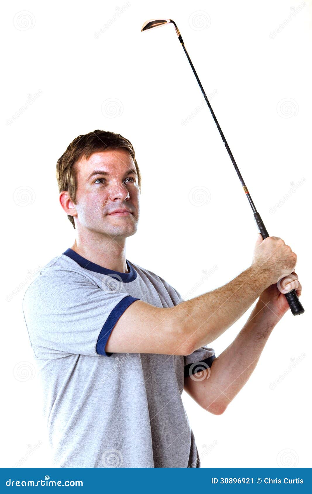 Man Golfing Isolated on White Stock Image - Image of action, white ...