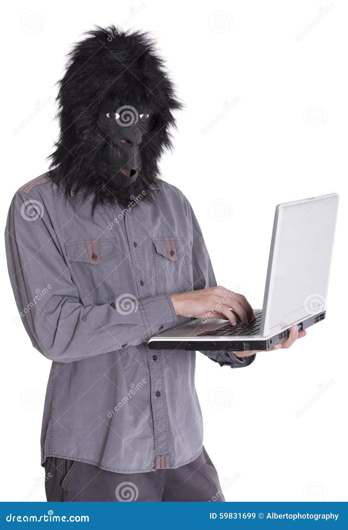 Man with gorilla mask stock image. Image of pose, halloween - 59831699