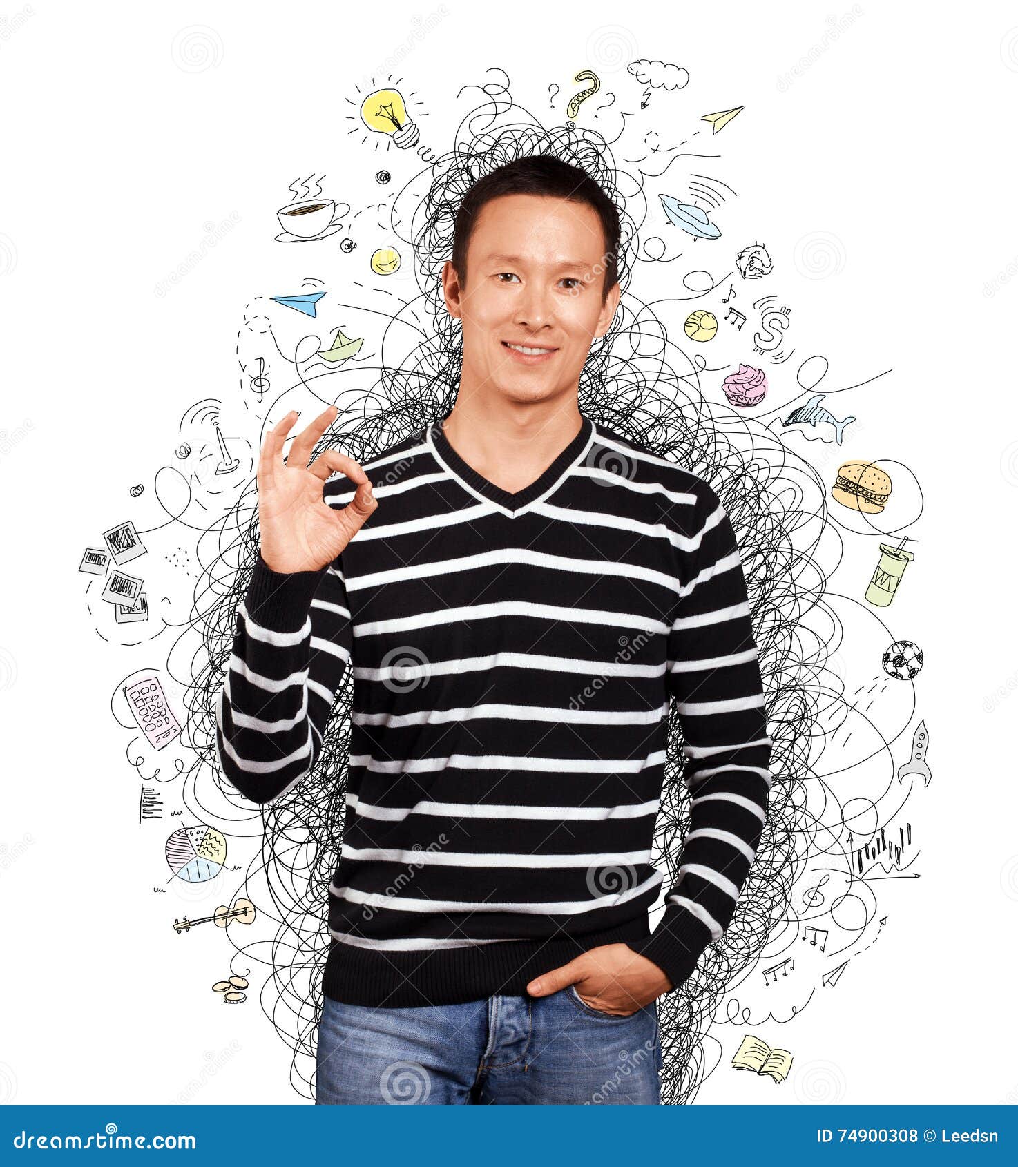 Man Got an Idea stock photo. Image of idea, lamp, inspiration - 74900308