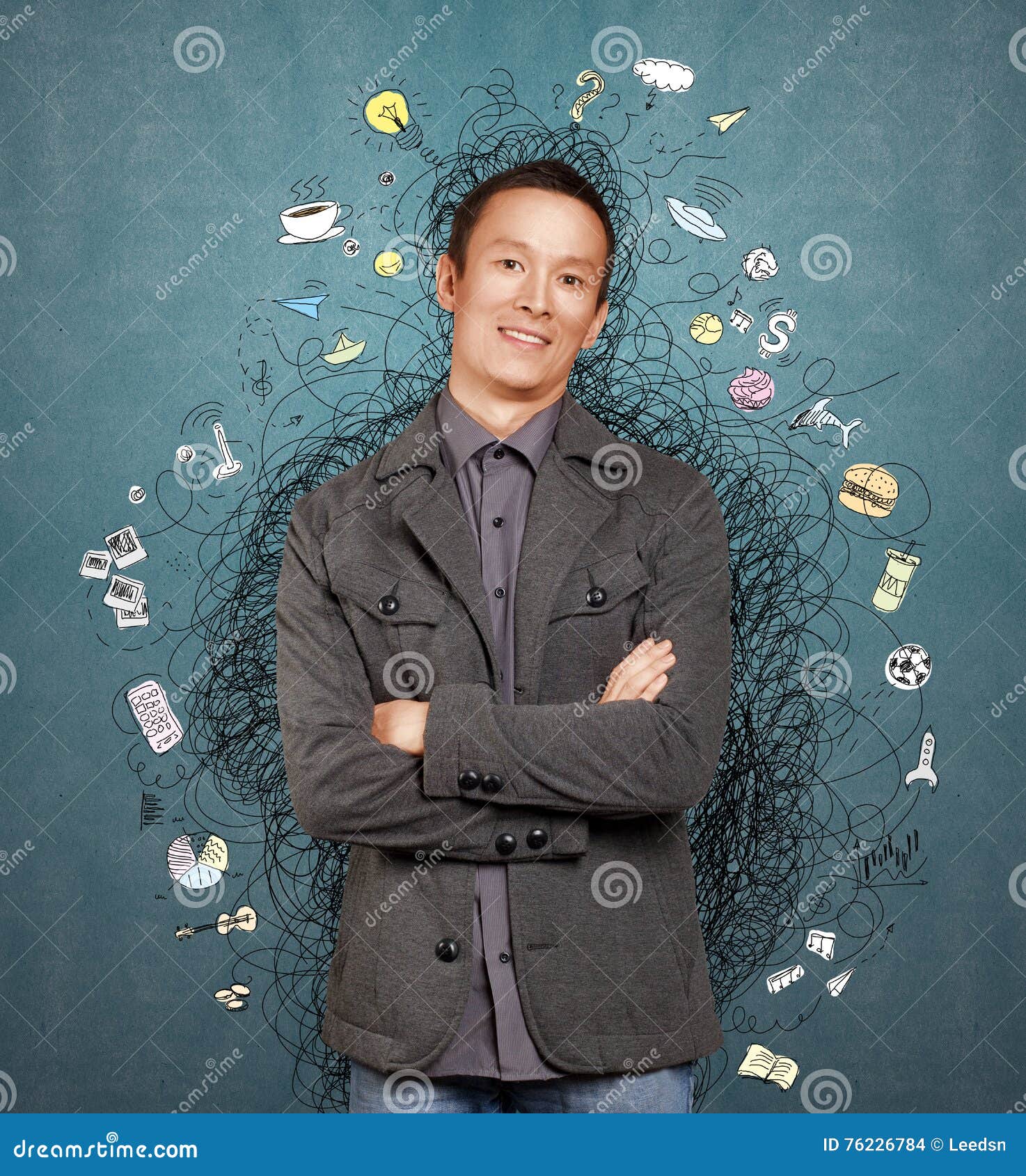 Man Got an Idea stock photo. Image of businessman, lamp - 76226784