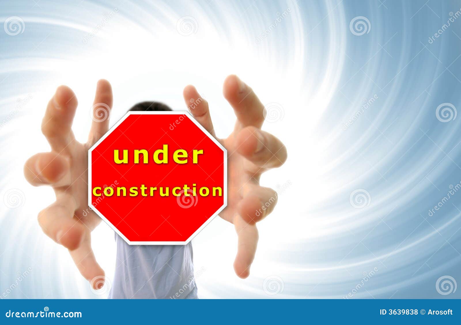 Man grabing a red sign. stock photo. Image of white, wide - 3639838