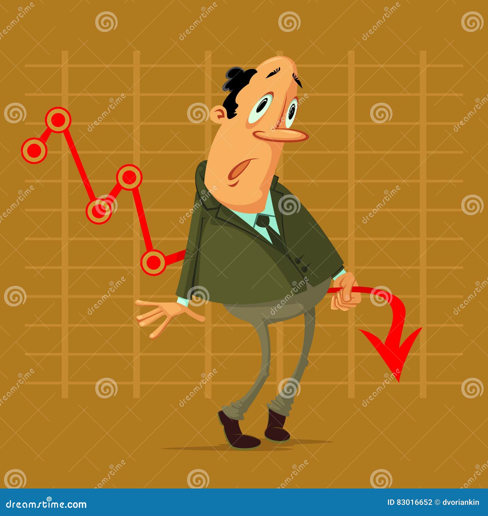 Man with graph stock vector. Illustration of fall, market - 83016652