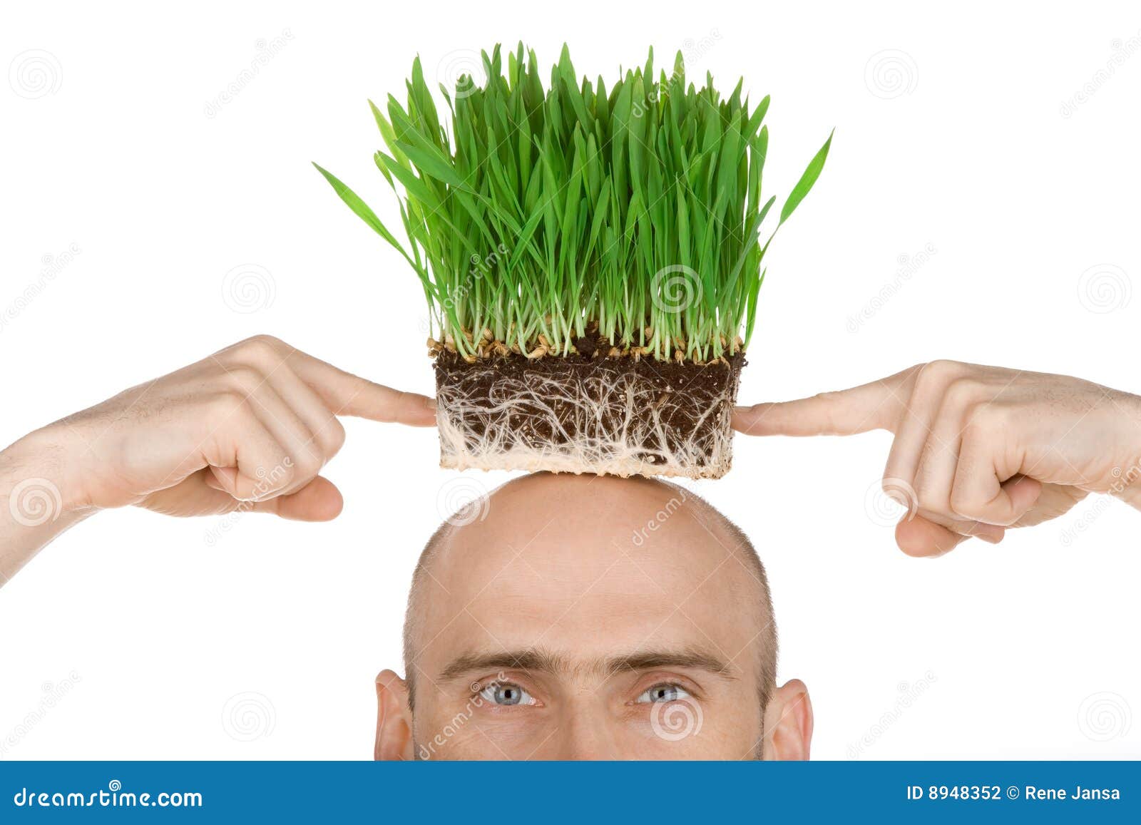 Man with grass for hair stock photo. Image of isolation - 8948352