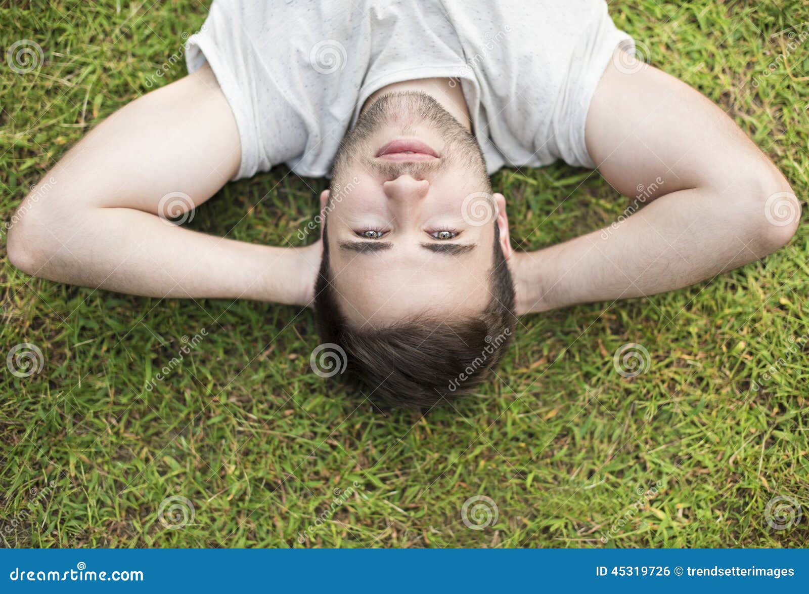 Man in grass stock photo. Image of casual, caucasian - 45319726