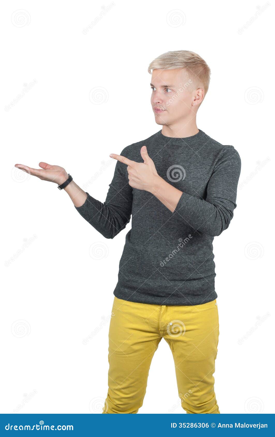 Man in Gray Pointing with His Fingers Stock Photo - Image of hand ...