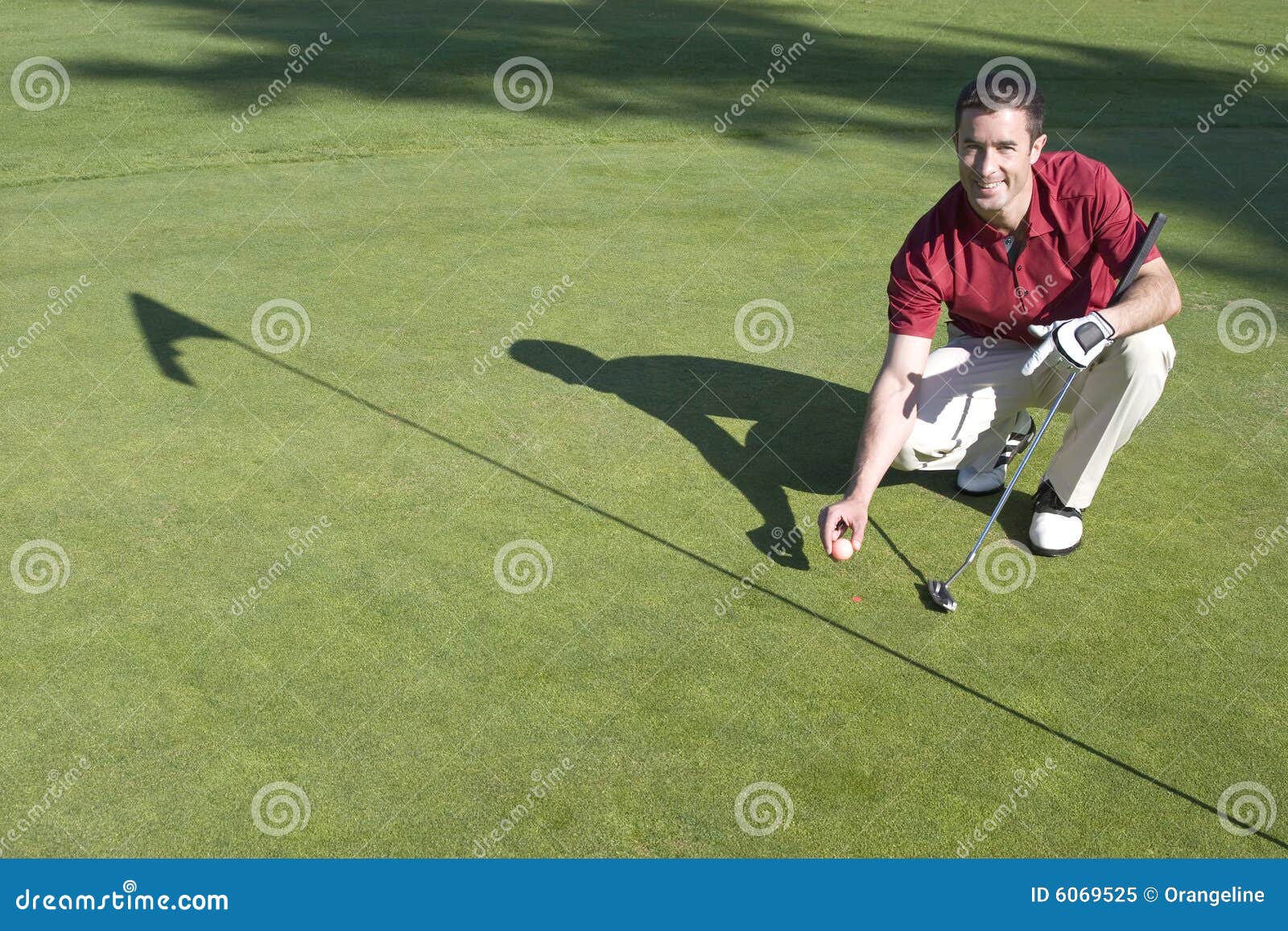 Man on Green of Golf Course - Horizontal Stock Image - Image of adult ...