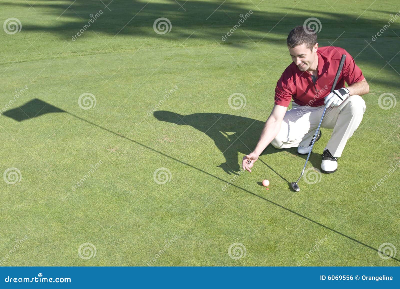 Man on Green of Golf Course - Horizontal Stock Photo - Image of adult ...