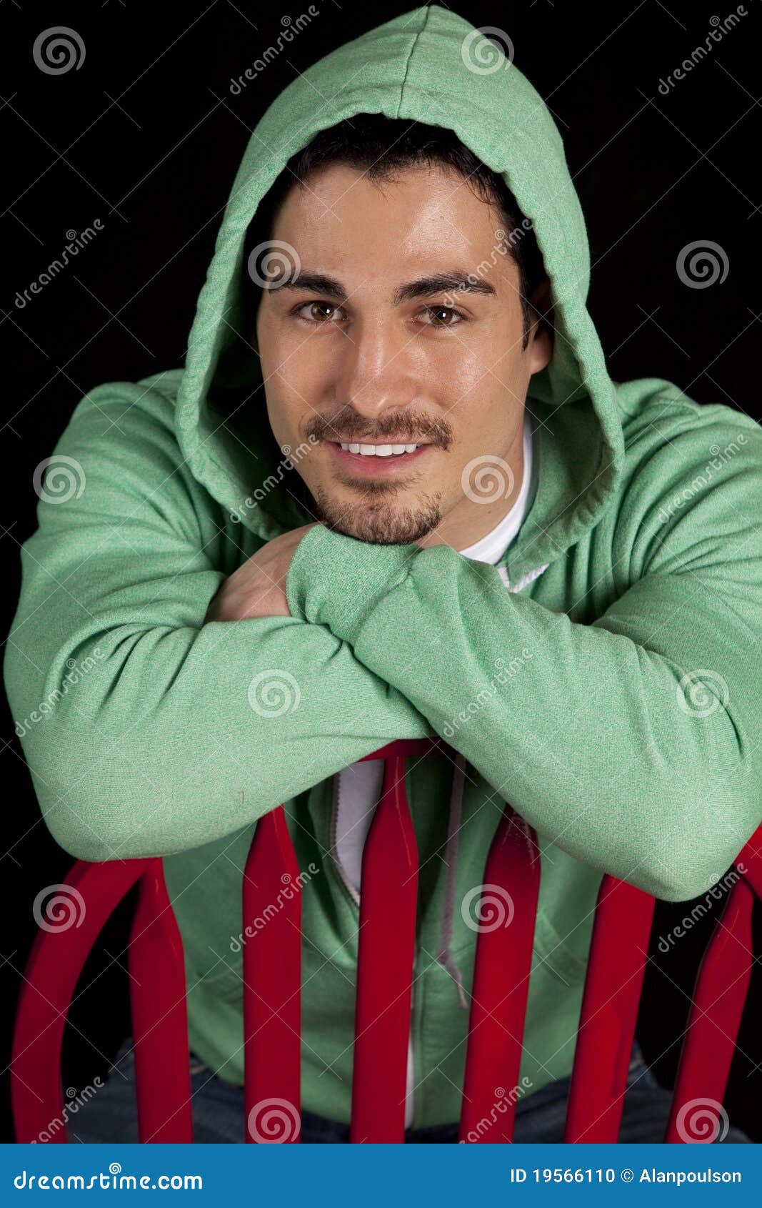 Man green hoodie smile stock photo. Image of looking - 19566110