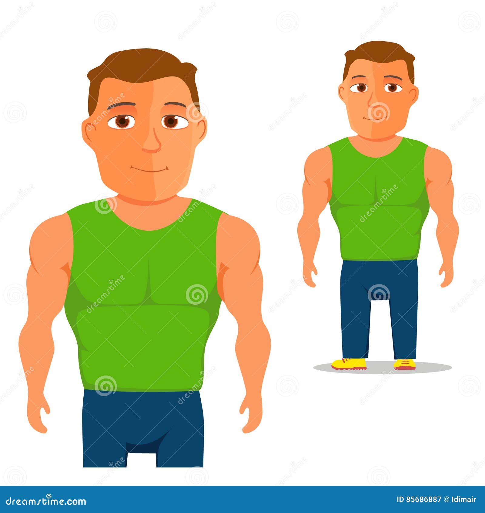 Man in Green Singlet Cartoon Character. Vector Stock Vector ...