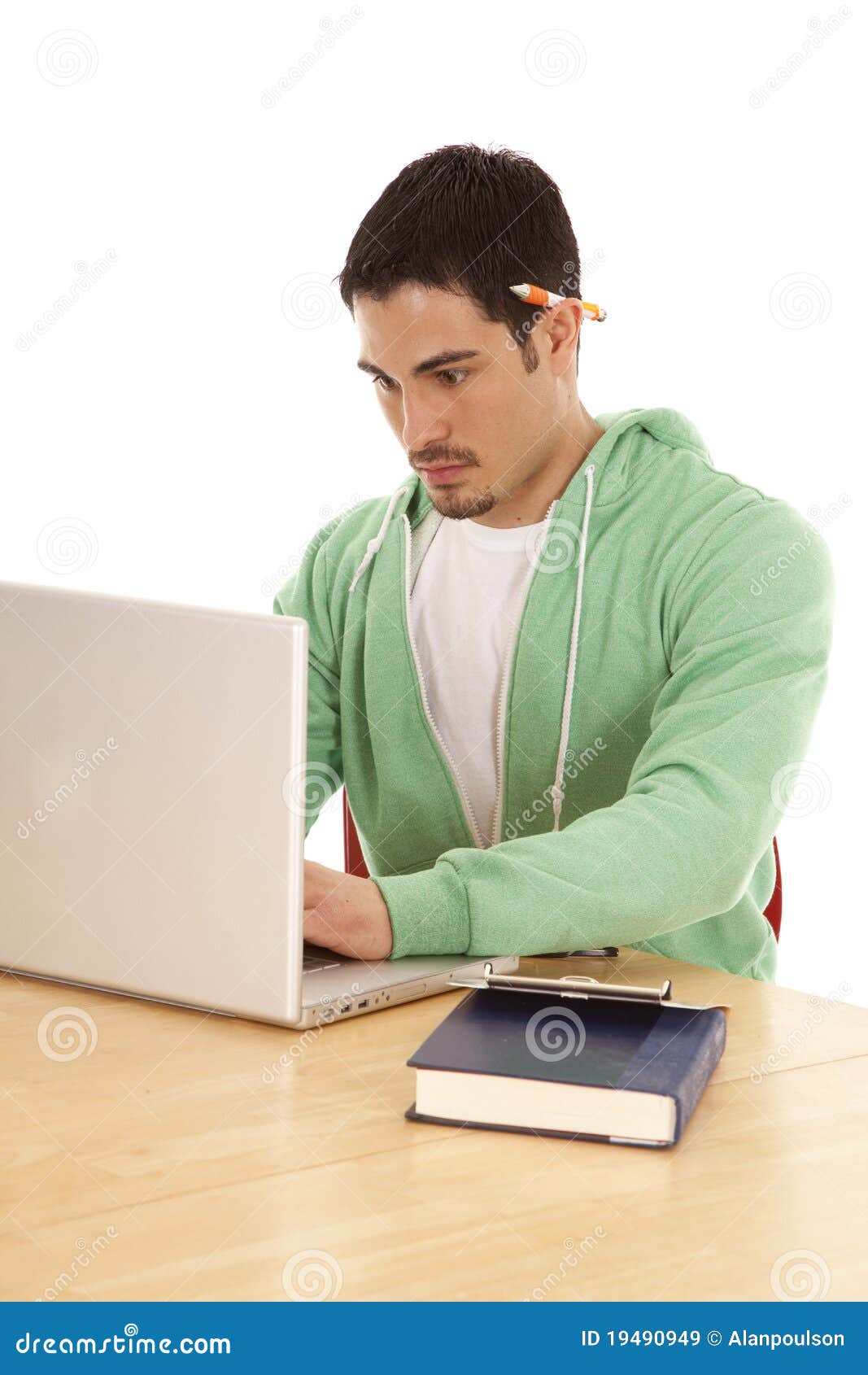 Man green study frustrated stock image. Image of homework - 19490949