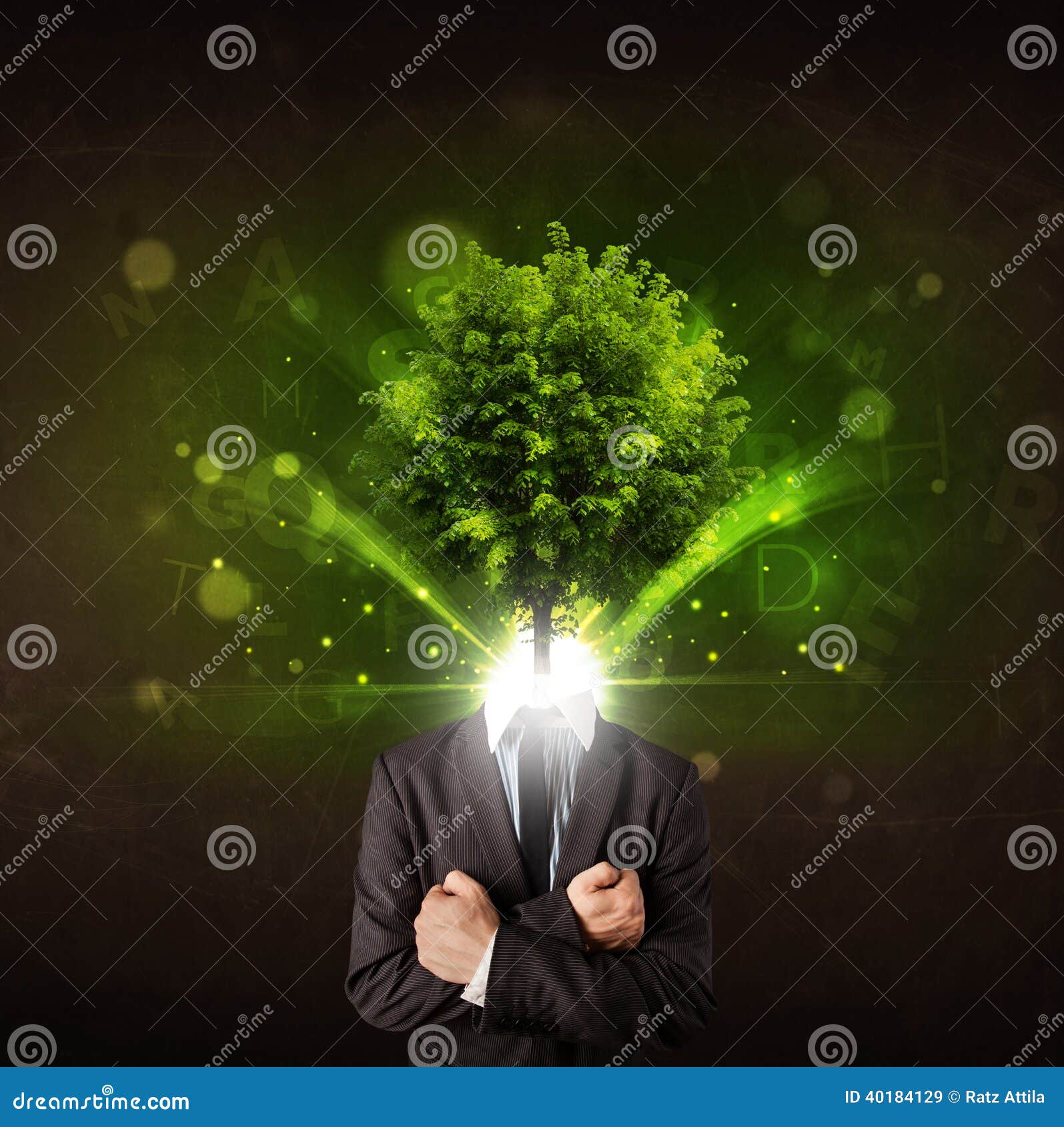 Man with Green Tree Head Concept Stock Image - Image of green ...