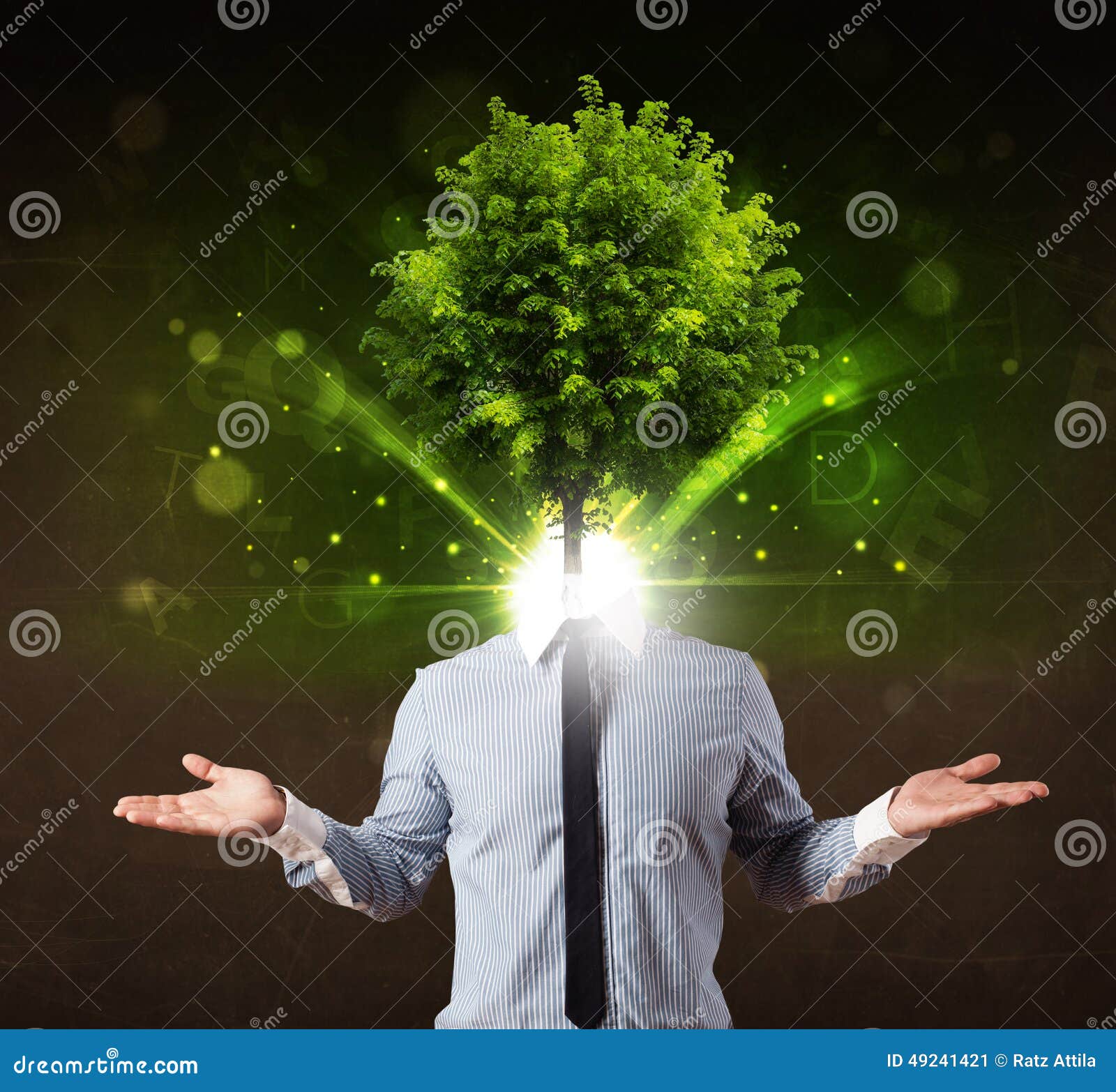 Man with Green Tree Head Concept Stock Image - Image of mental ...