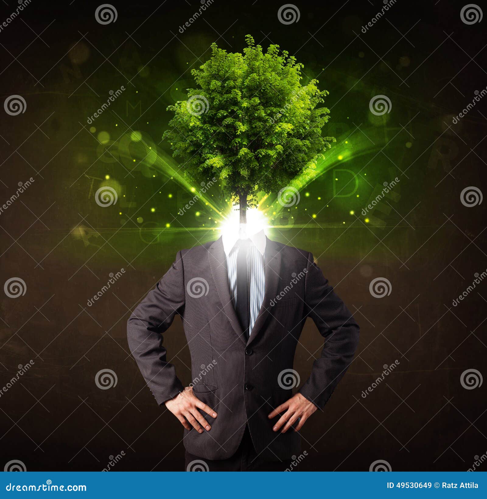 Man with Green Tree Head Concept Stock Image - Image of inspiration ...