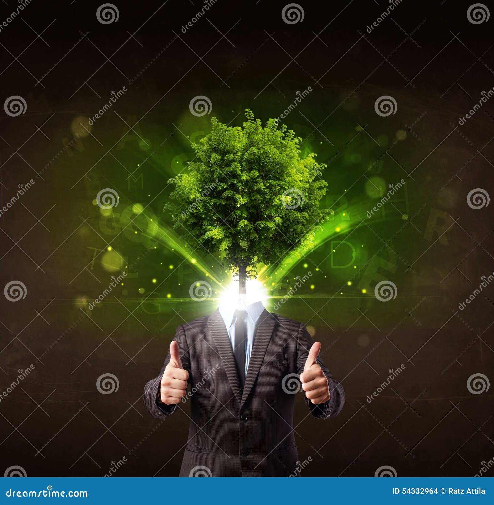 Man with Green Tree Head Concept Stock Photo - Image of human ...
