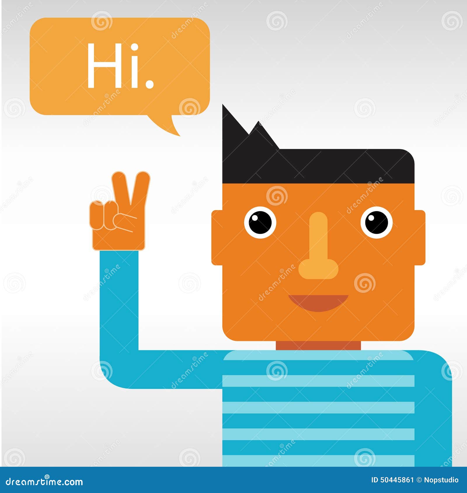 Man greeting and saying Hi stock vector. Illustration of male - 50445861