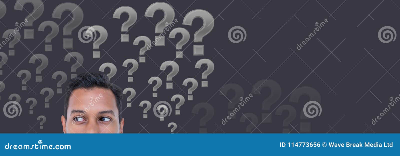 Man with Grey Question Marks Emerging from Head Stock Photo - Image of ...