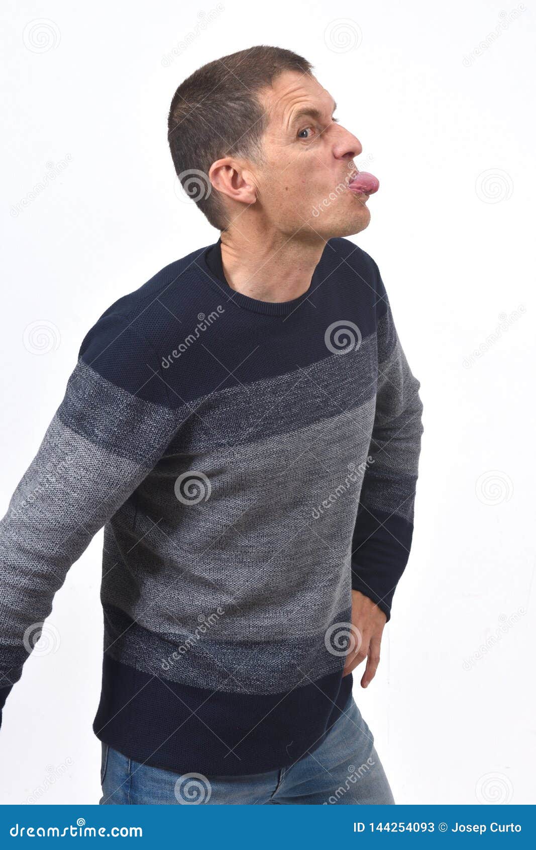 Man Grimacing on White Background Stock Image - Image of smile, single ...