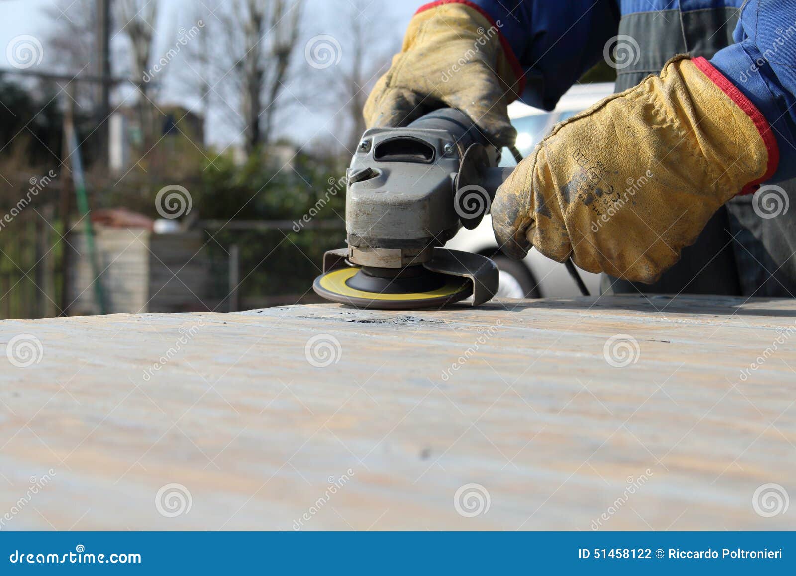 Man with Grinder stock photo. Image of fire, factory - 51458122