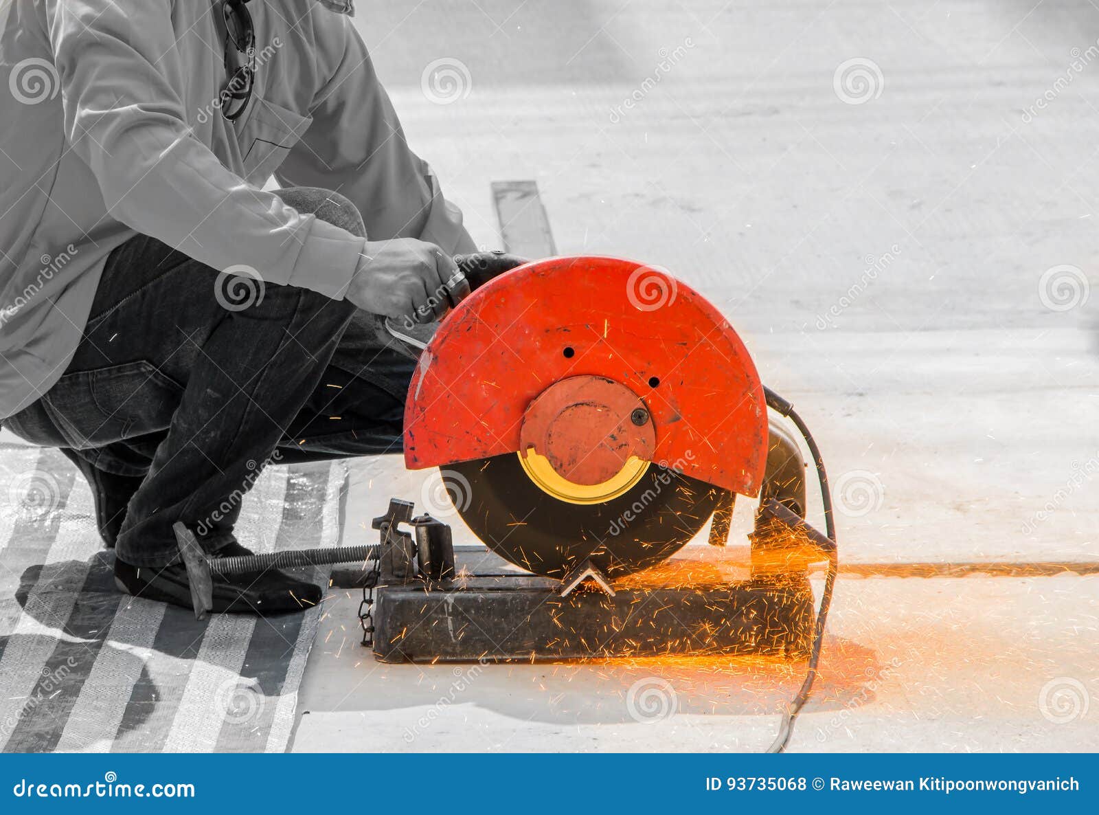 Man Grinding Steel by Using a Grinding Wheel As the Cutting Tool Stock ...