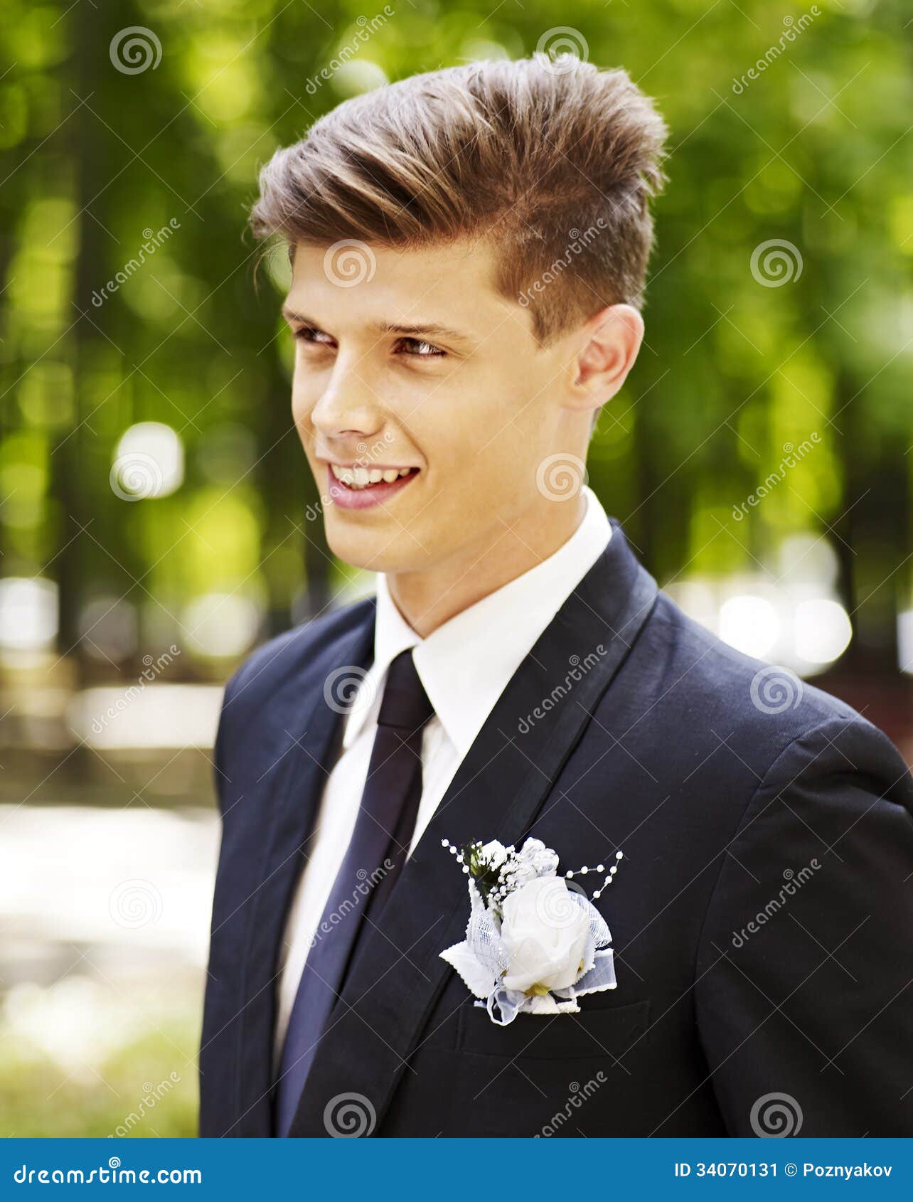 Man groom in park outdoor. stock image. Image of marriage - 34070131