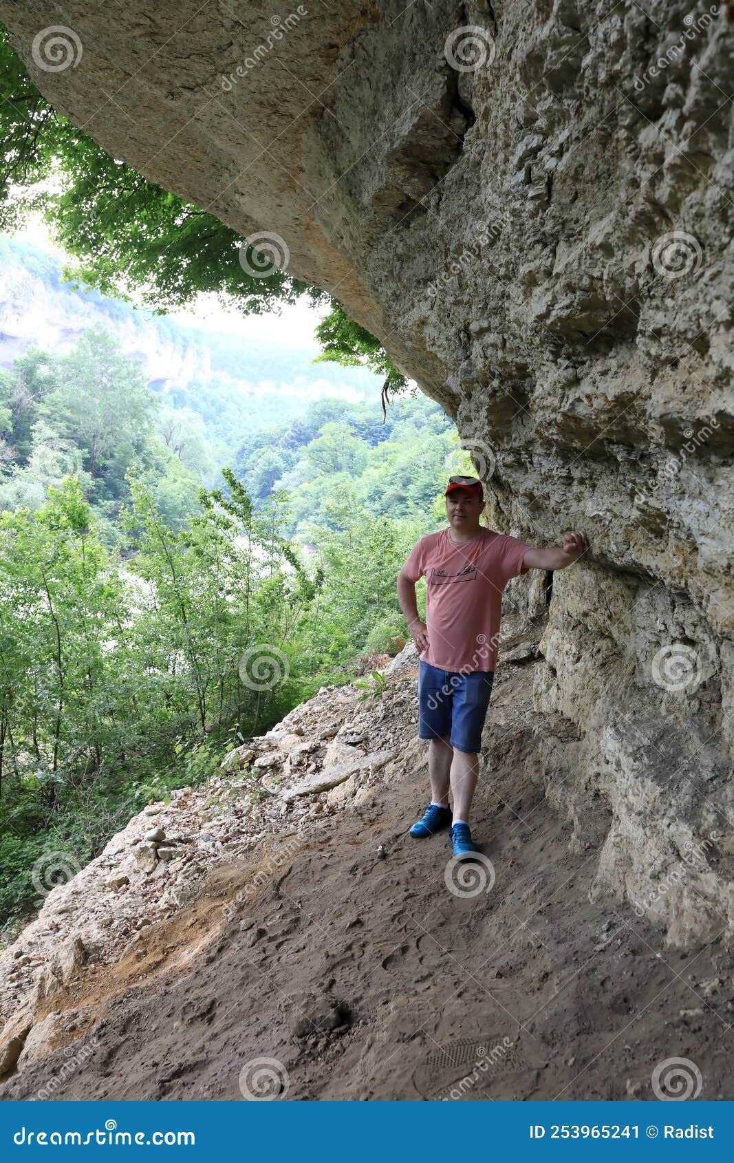 Man in Grotto of Belaya River Valley Stock Image - Image of park ...