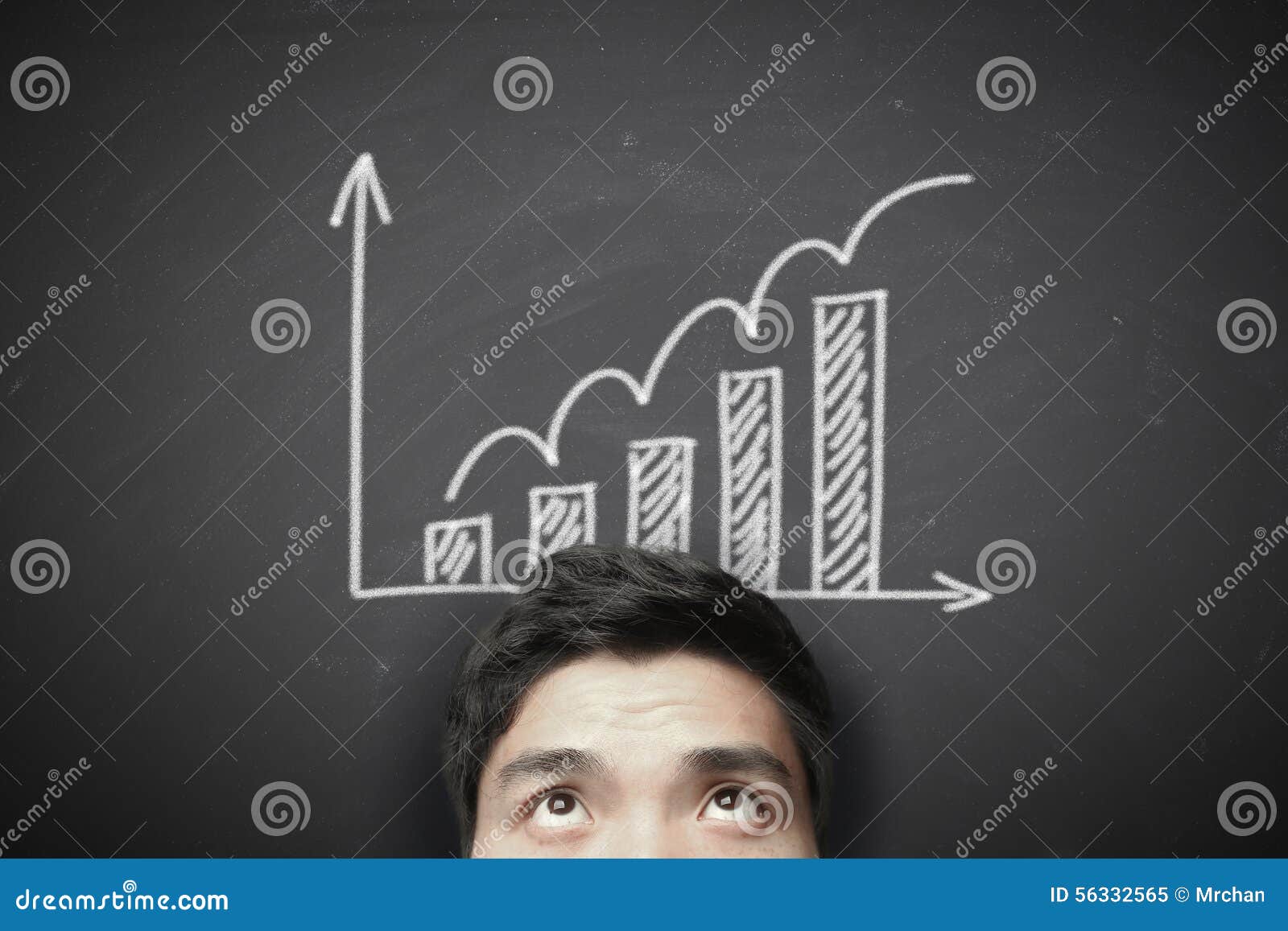 Man with Growth Graph Background Stock Image - Image of blackboard ...