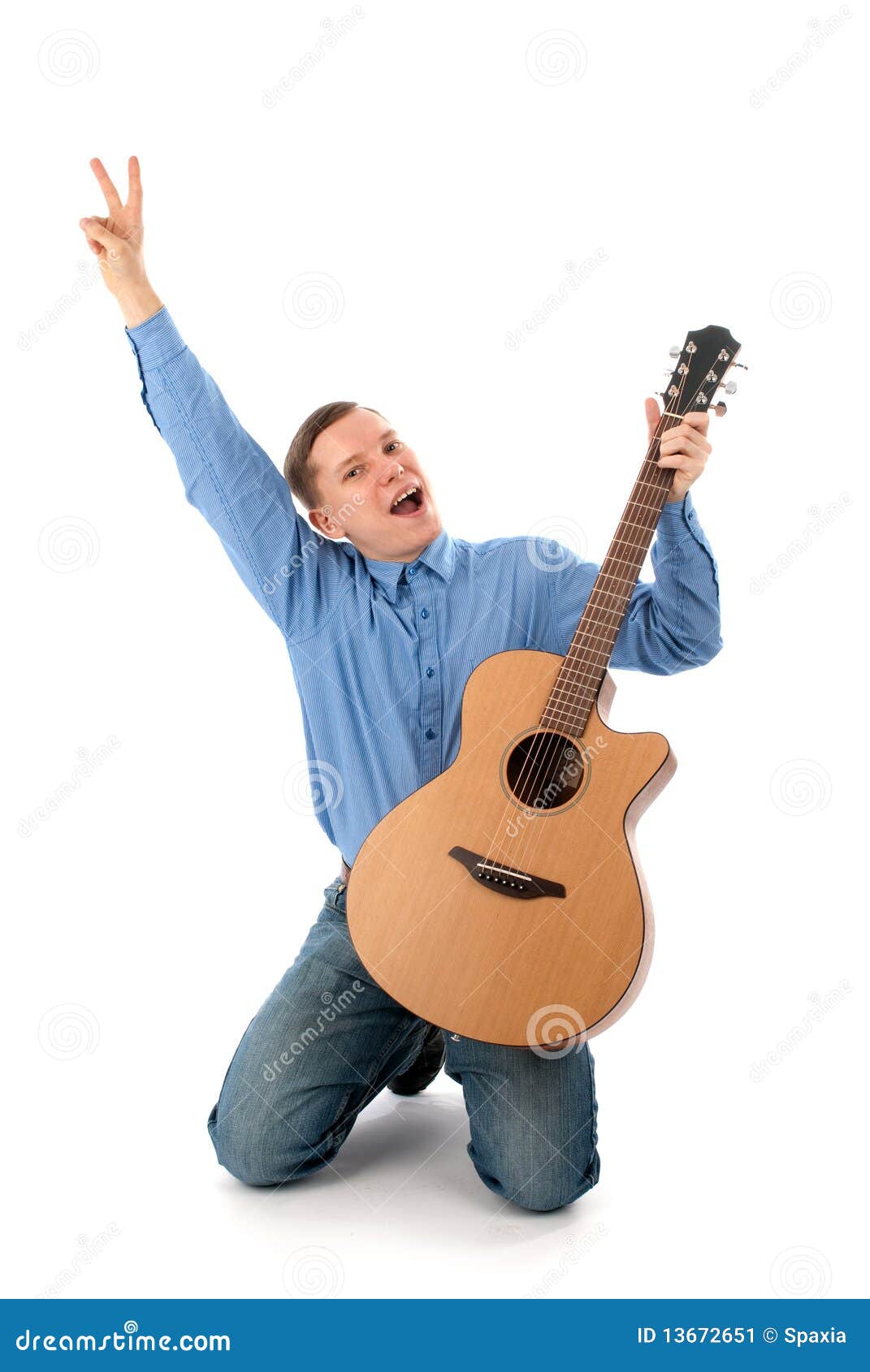 Man with guitar stock image. Image of music, isolated - 13672651